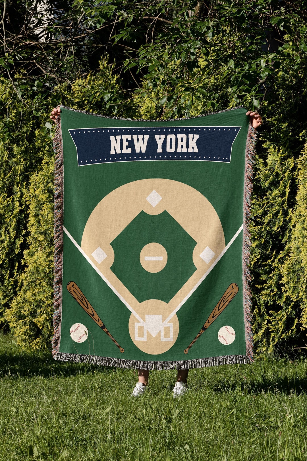 New York, Woven Blanket, Yankee, Baseball, Christmas Gift, New York ...