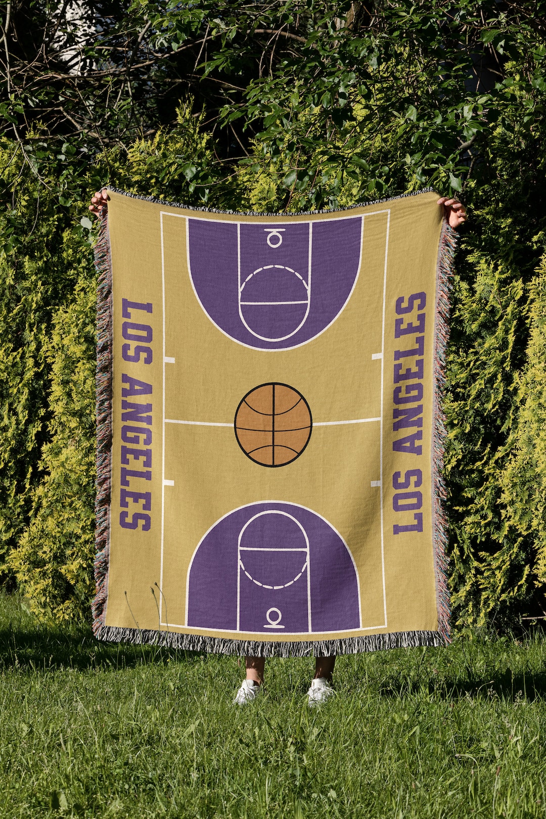 Los Angeles, Woven Blanket, Laker, Basketball, Court, Christmas Gift ...