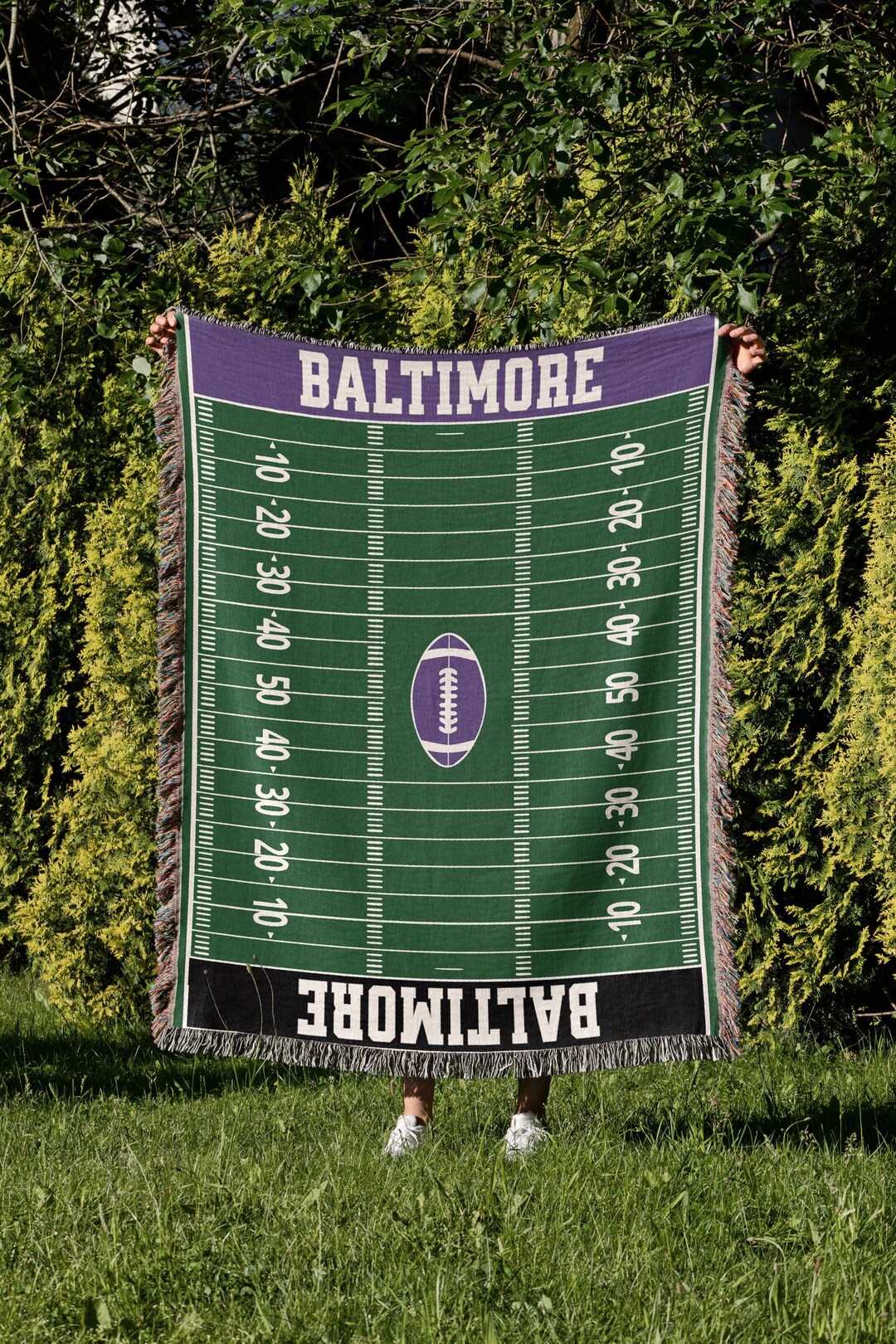 Baltimore Football Woven Blanket, Vintage Style, Raven Fan Gift, Father ...