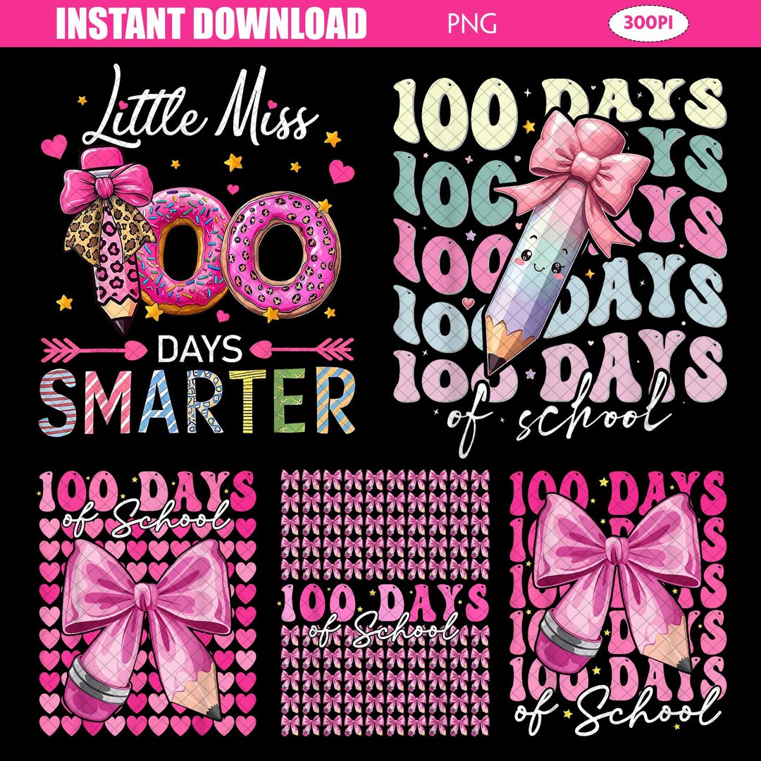 Coquette 100 Days of School Pencil PNG, 100 Day of School Png, 100 Days ...