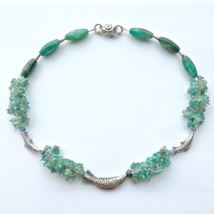 FISH Statement Choker, Aqua Choker, Silver Sea Blue Bridal Statement ...