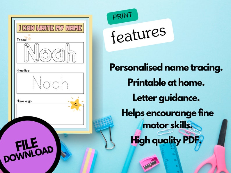Personalized Name Trace Worksheet - Learn to Write Your Name - DIGITAL ...