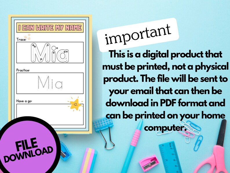 Personalized Name Trace Worksheet - Learn to Write Your Name - DIGITAL ...