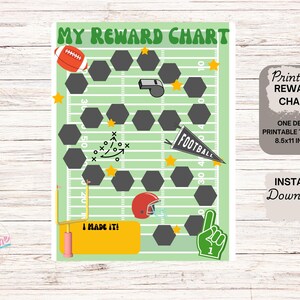 Printable Football Reward Chart, REWARD Sticker Chart, Potty Training ...