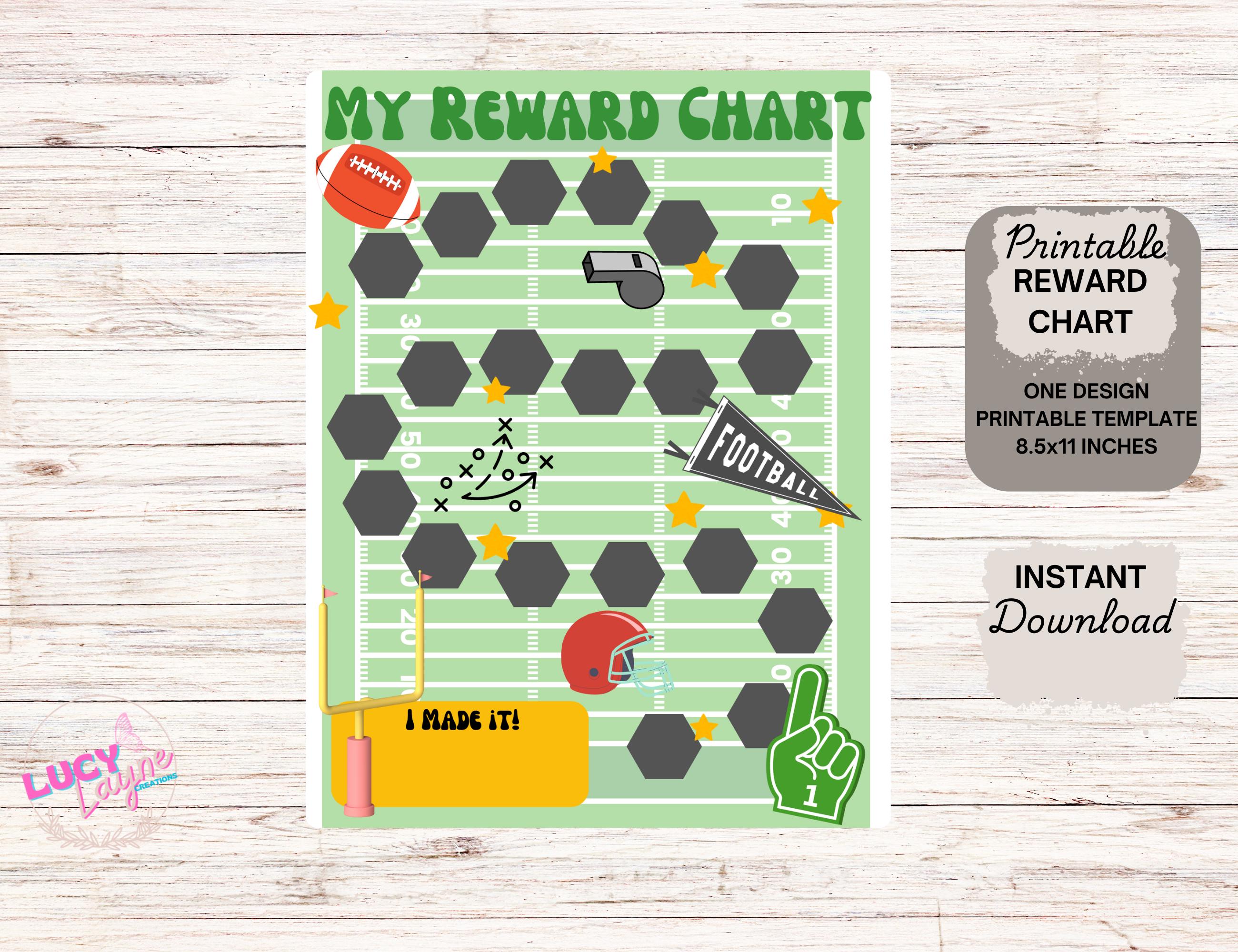 Printable Football Reward Chart, REWARD Sticker Chart, Potty Training ...