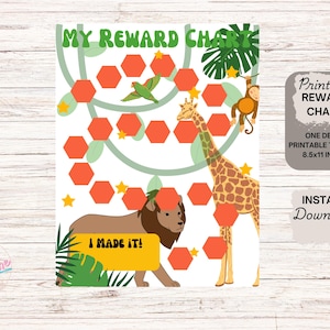 Printable Jungle Reward Chart, REWARD Sticker Chart, Potty Training ...