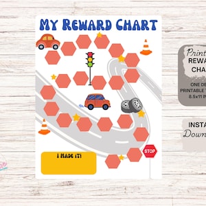 Printable Cars Reward Chart, REWARD Sticker Chart, Potty Training Chart ...
