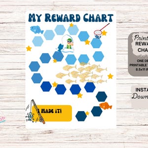Printable Fishing Reward Chart, Reward Sticker Chart, Potty Training ...