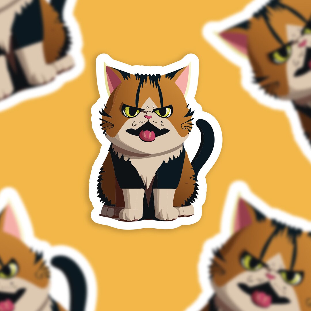 Angry Cat Sticker Water Resistant Design for Water Bottles, Phones ...