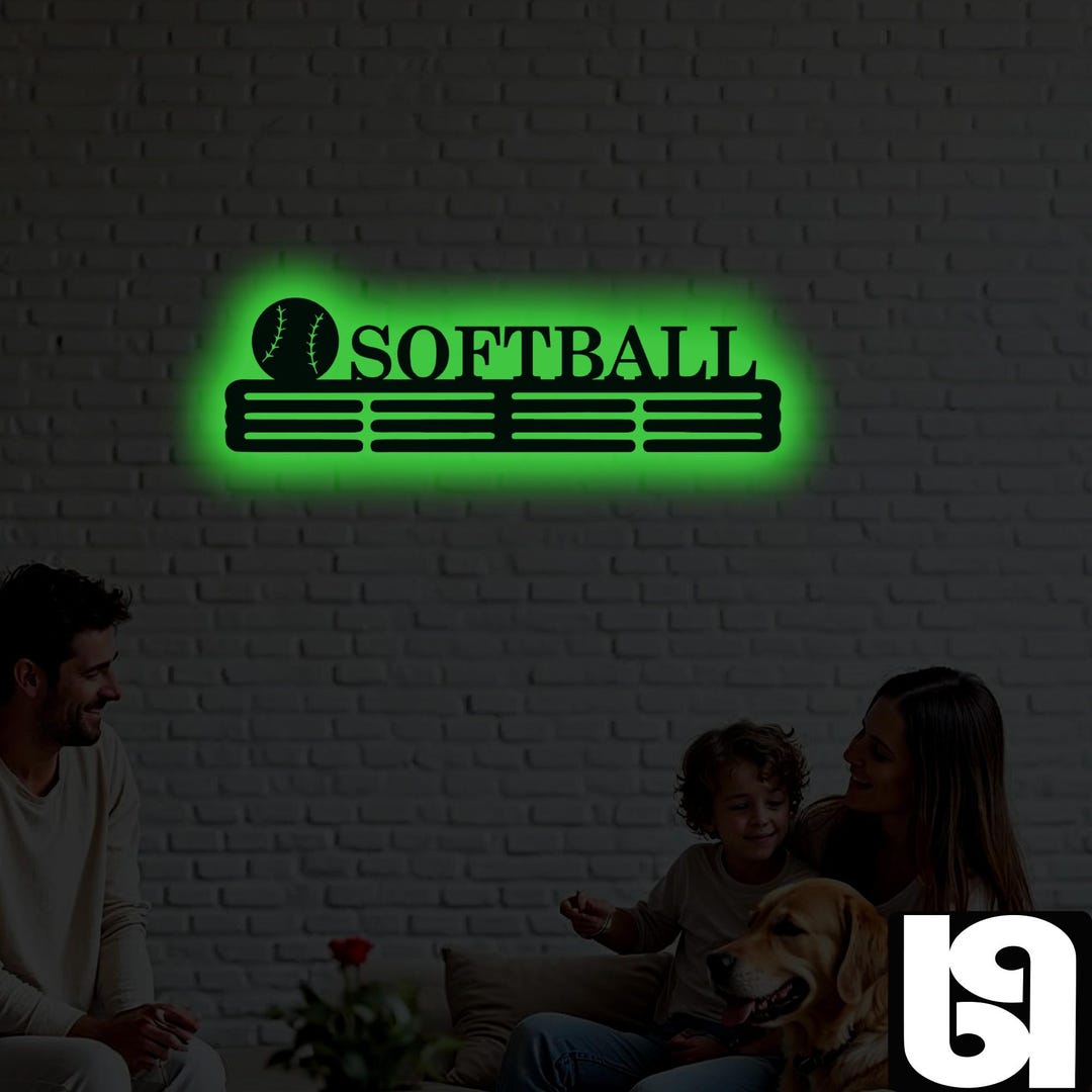 Custom Softball Metal Wall Art – RGB LED Sports Decor, Team Name Sign ...