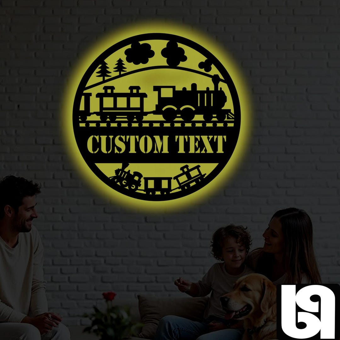 Custom Train Metal Wall Art – RGB LED Railroad Decor, Locomotive Sign ...