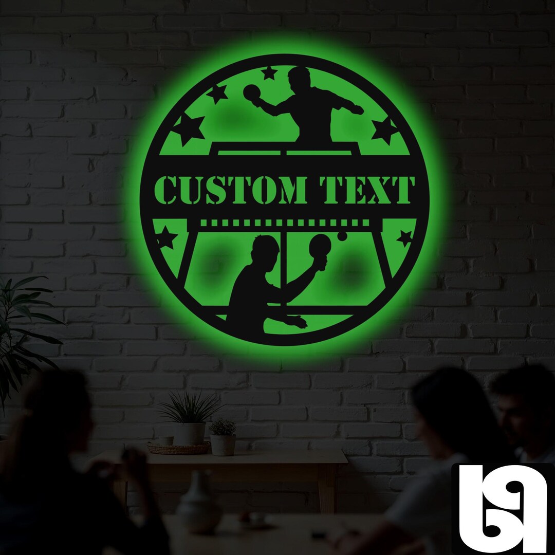 Custom Table Tennis Metal Wall Art – RGB LED Sports Decor, Ping Pong ...