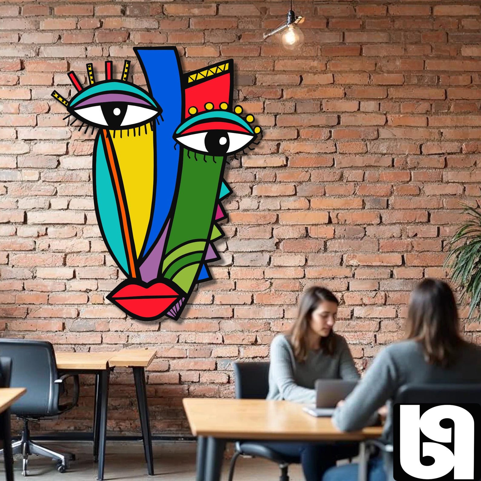Picasso Style Colorful Face Metal Wall Art – Modern Abstract Line Art ...