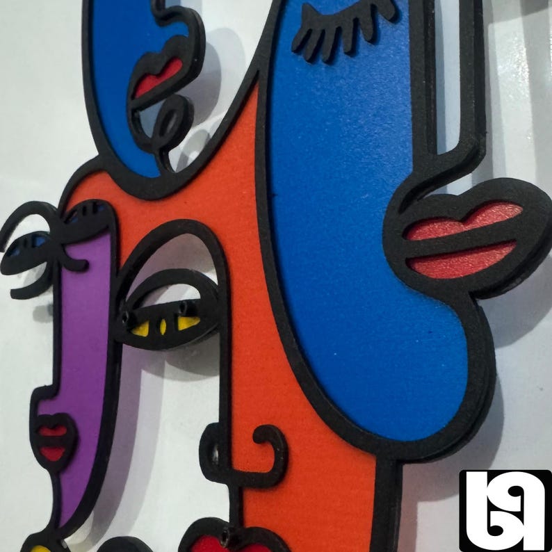 Picasso Style Colorful Faces Metal Wall Art – Modern Abstract Line Art ...