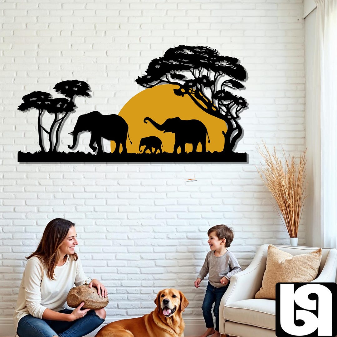 Colorful African Safari Metal Wall Art: Elephant Family Decor - Etsy