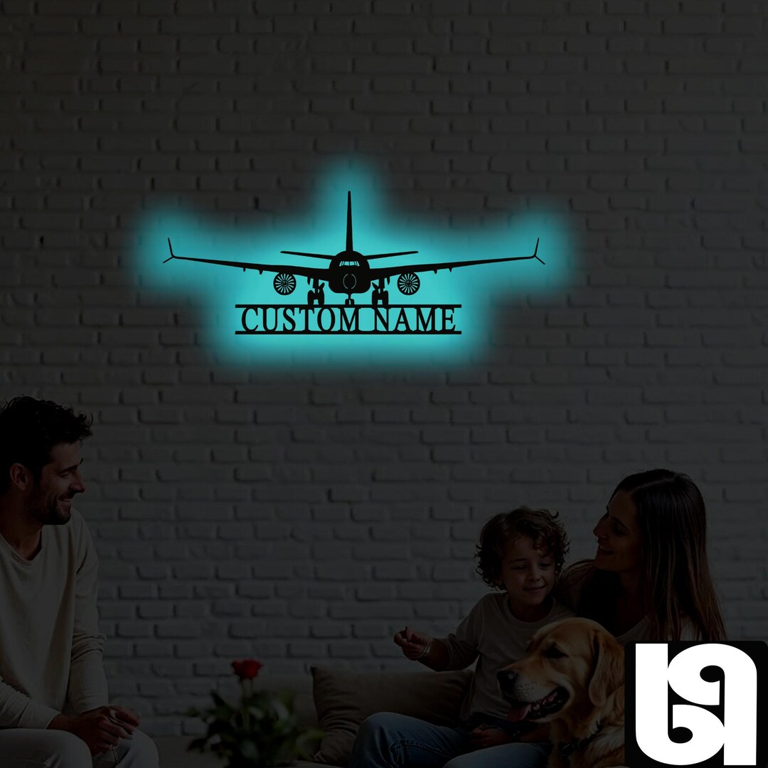 Custom Airplane Metal Wall Art – RGB LED Aviation Decor, Pilot Name ...