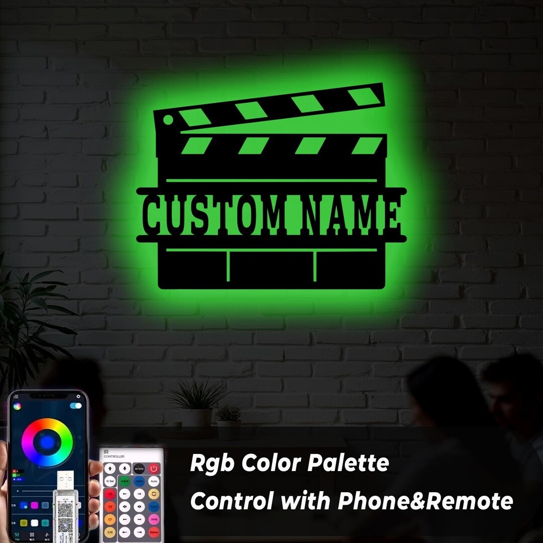 Personalized Clapperboard Metal Wall Art With LED Light - Custom Movie ...