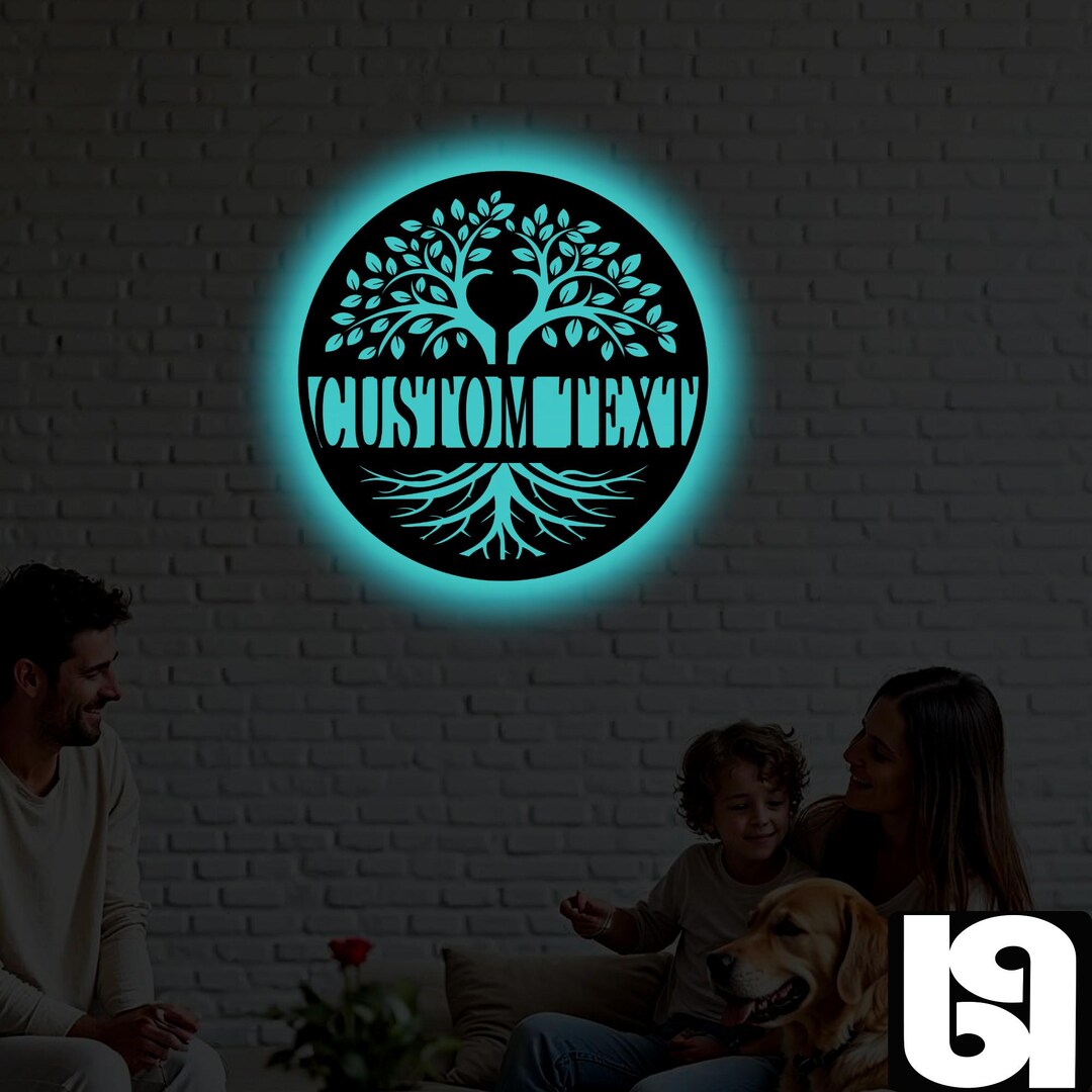Custom Tree of Life Metal Wall Art – RGB LED Family Roots Decor, Name ...