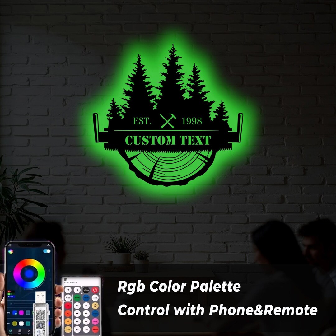 Personalized Crosscut Saw LED Metal Wall Decor – Custom Name Sign With ...