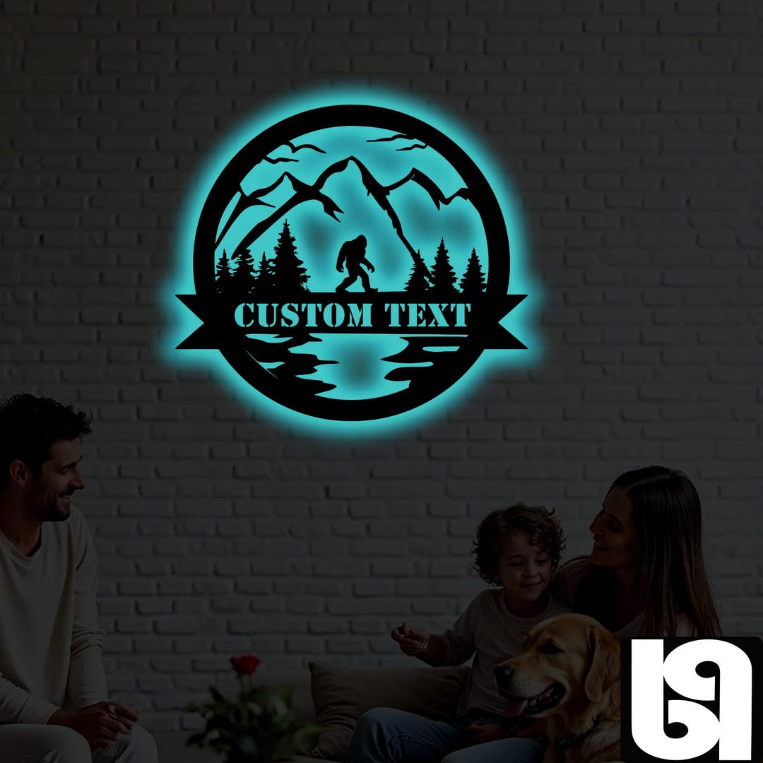 Custom Bigfoot Metal Wall Art – RGB LED Nature Decor, Sasquatch Cabin ...