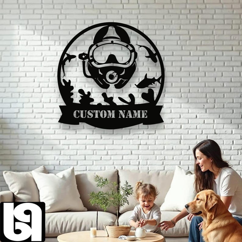 Custom Scuba Diving Metal Wall Art – RGB LED Ocean Decor, Diver Name ...