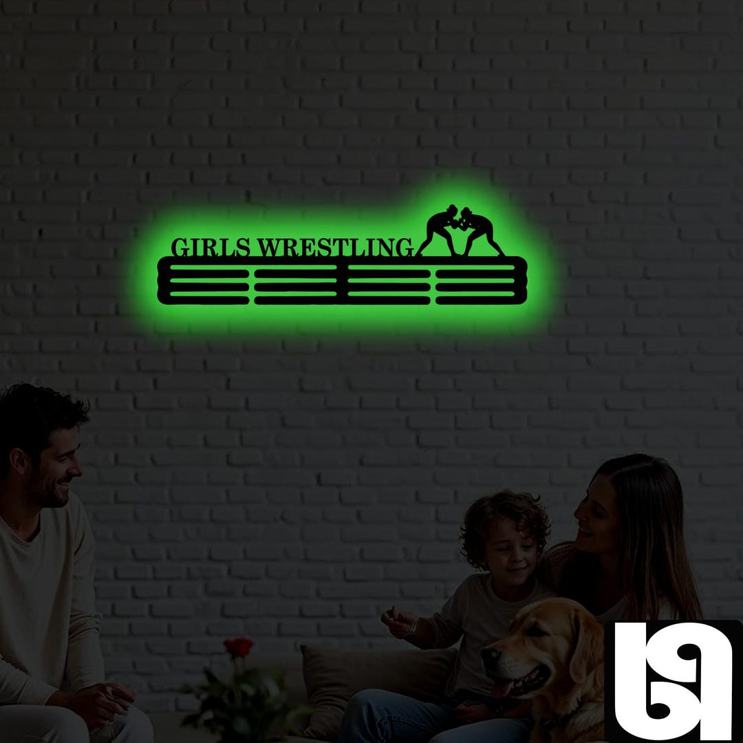 Custom Girls Wrestling Metal Wall Art – RGB LED Sports Decor, Athlete ...
