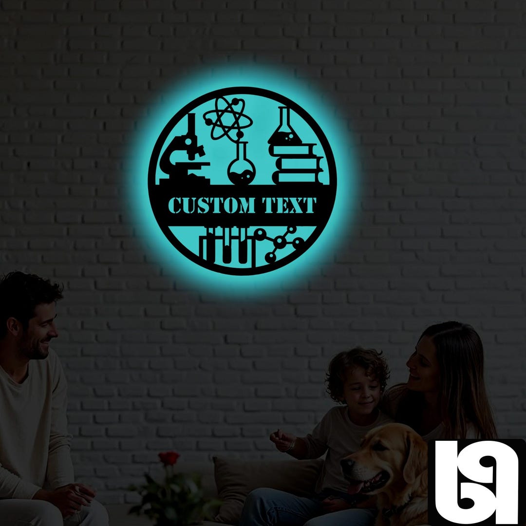 Custom Science Teacher Metal Wall Art – RGB LED Classroom Decor, Lab ...
