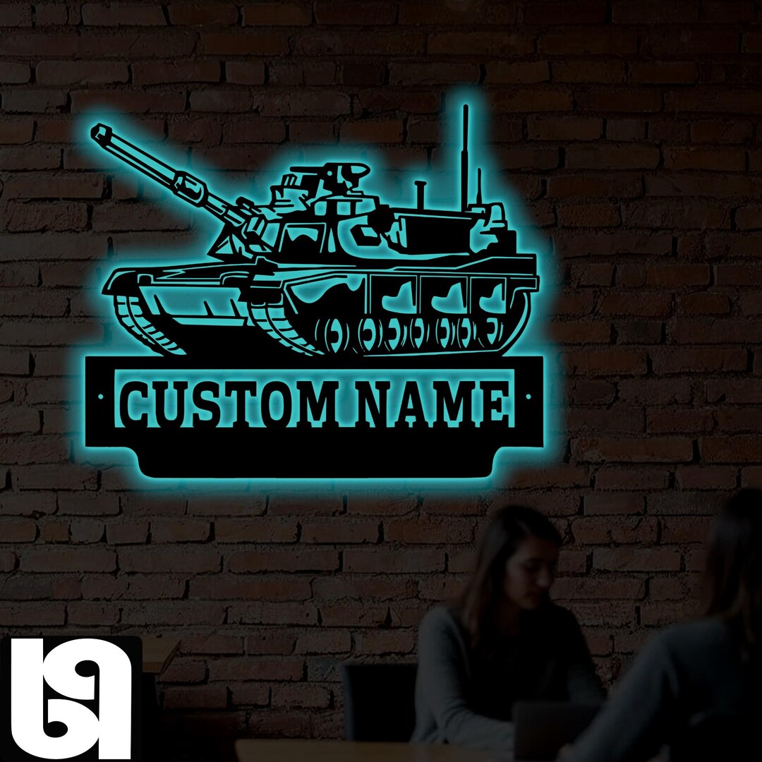 Custom US Military Tank Metal Wall Art – RGB LED Army Decor, Veteran ...
