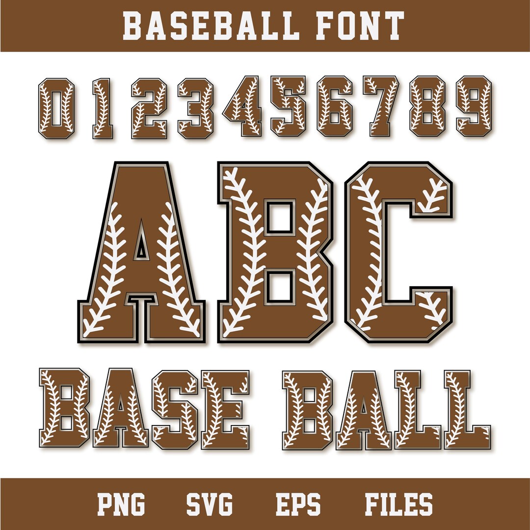 Baseball Font Svgt, Baseball Letters PNG, Softball Font Svg, Softball ...