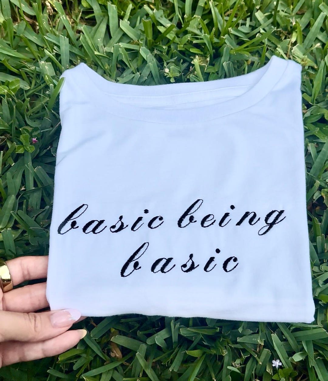 Basic Being Basic Embroidered Baby Tee, Custom Embroidered Baby Tee ...
