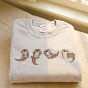 Cute Otter Embroidered Sweatshirt, Otter Shirt, Embroidered Otter ...