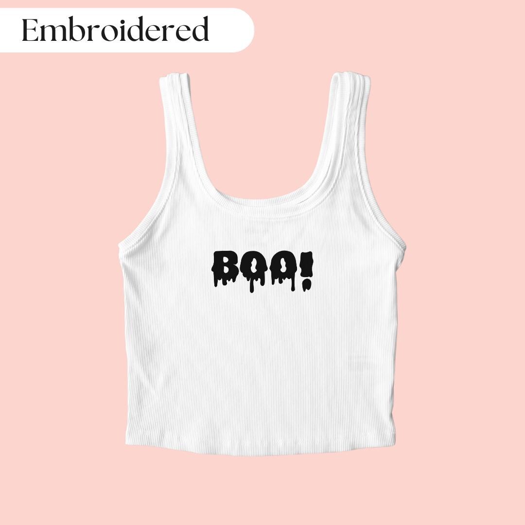 Boo Embroidered Tank Top, Spooky Tank Top, Halloween Tank Top, Spooky ...