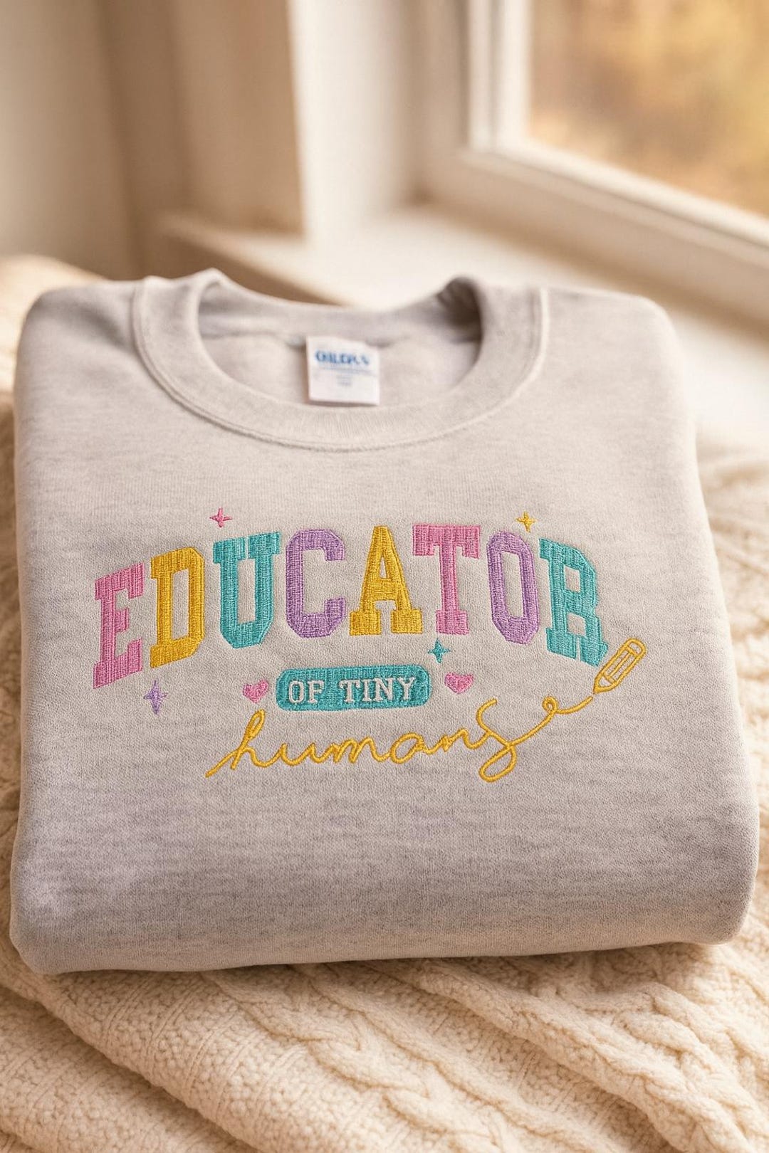 Educator of Tiny Humans Embroidered Sweatshirt, Teacher Embroidered ...