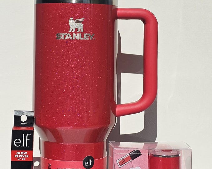 Stanley X ELF 40 Oz Tumbler Red Delicious + Lip Holder + Lip Oil ...
