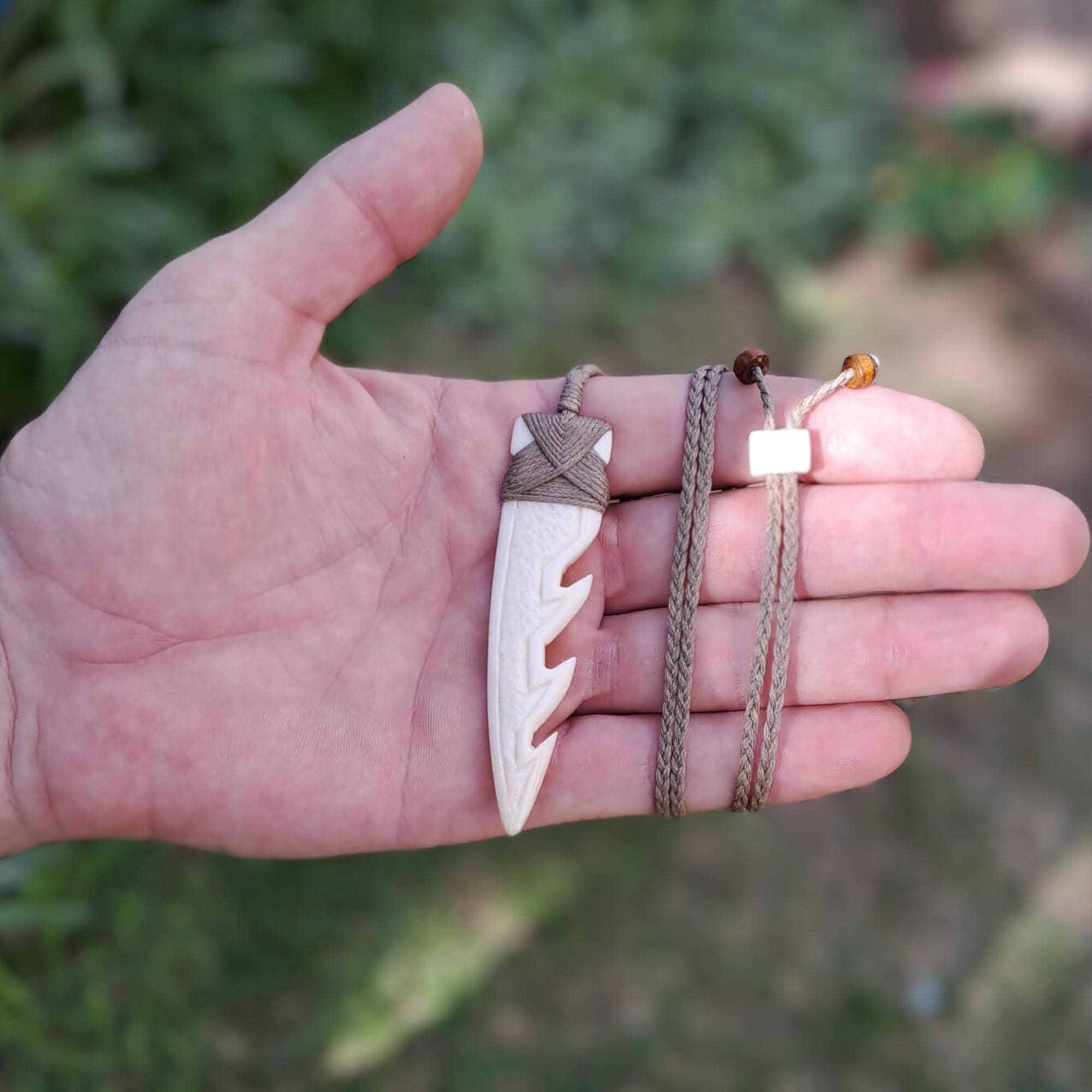 Hand-carved Bone Prehistoric Fishing Harpoon Replica Pendant Functional ...