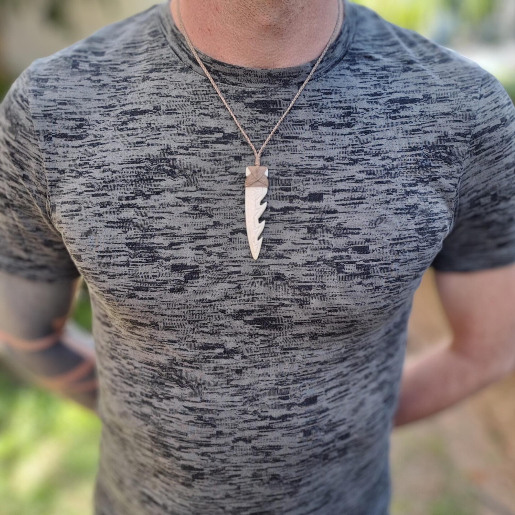 Hand-carved Bone Prehistoric Fishing Harpoon Replica Pendant Functional ...