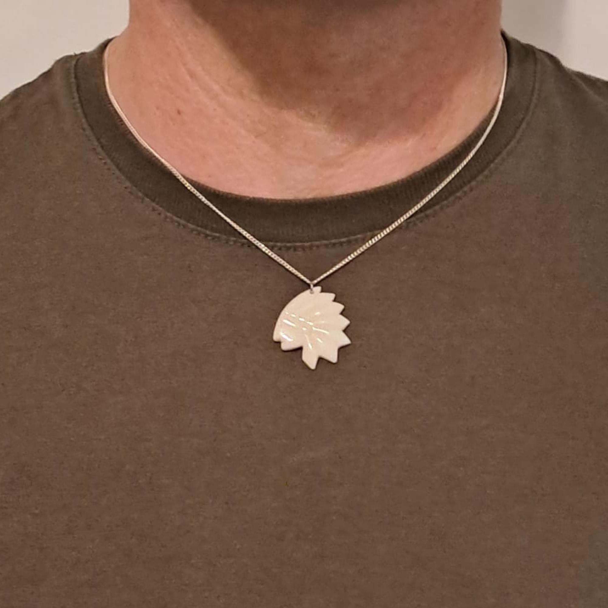 Hand-carved Native American Chief Pendant in Bone With Sterling Silver ...