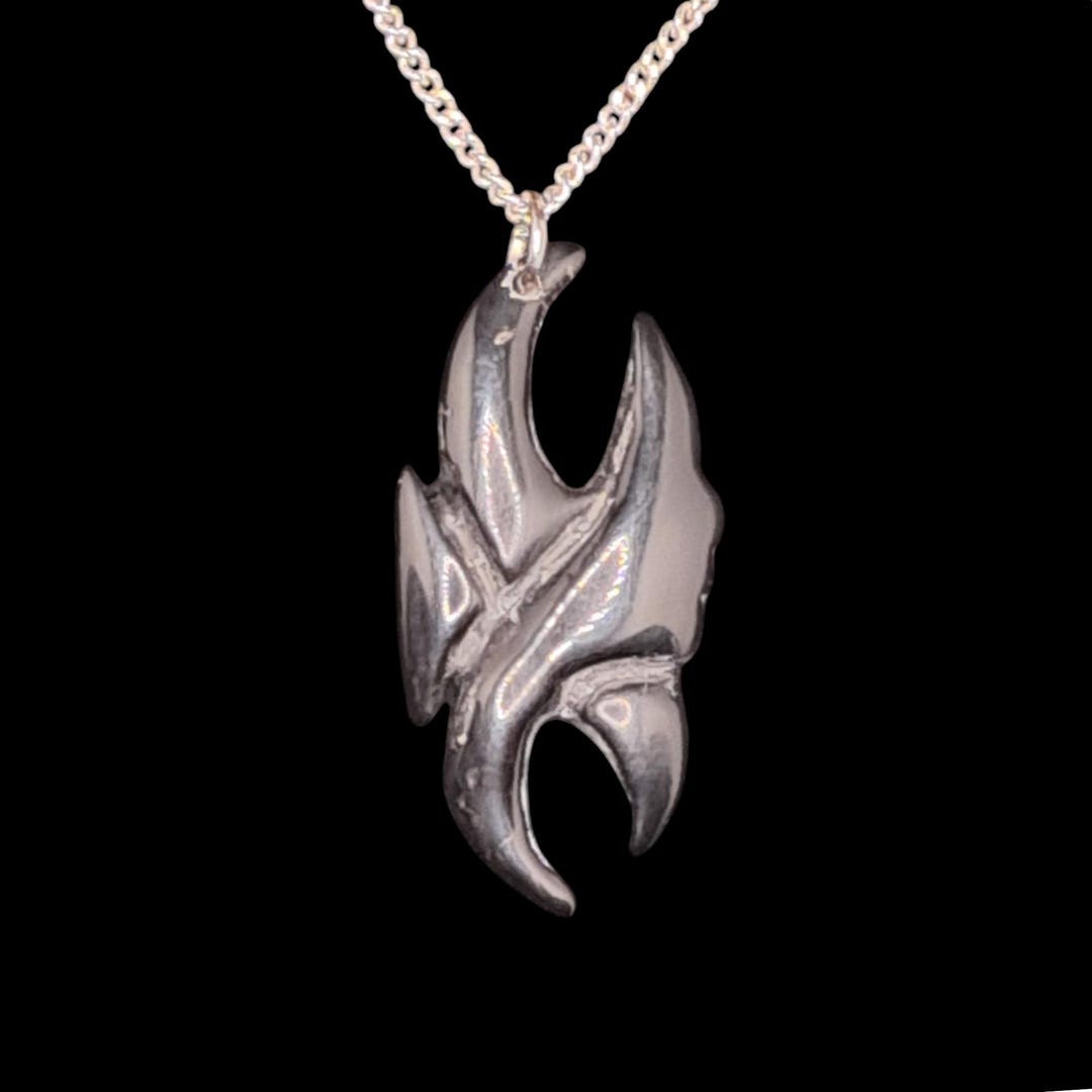 Hand-carved Gothic Woman Face Pendant on Buffalo Horn With Sterling ...