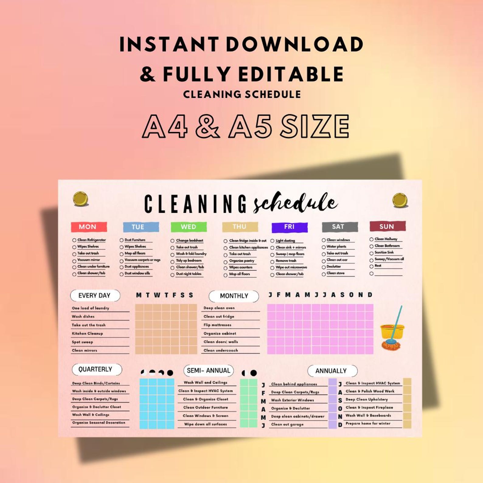 Printable Cleaning Checklist for Home Essential Cleaning Checklist for ...