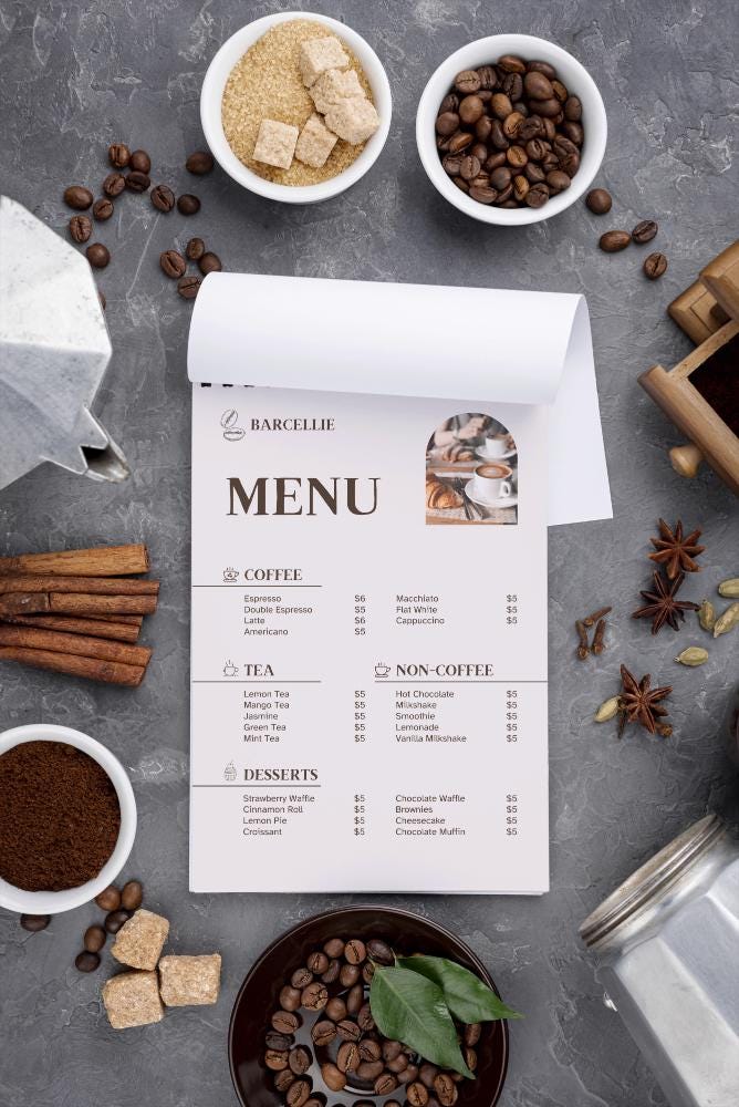 Coffee Shop Menu Template, Cafe Menu Design, Espresso Menu, Custom ...