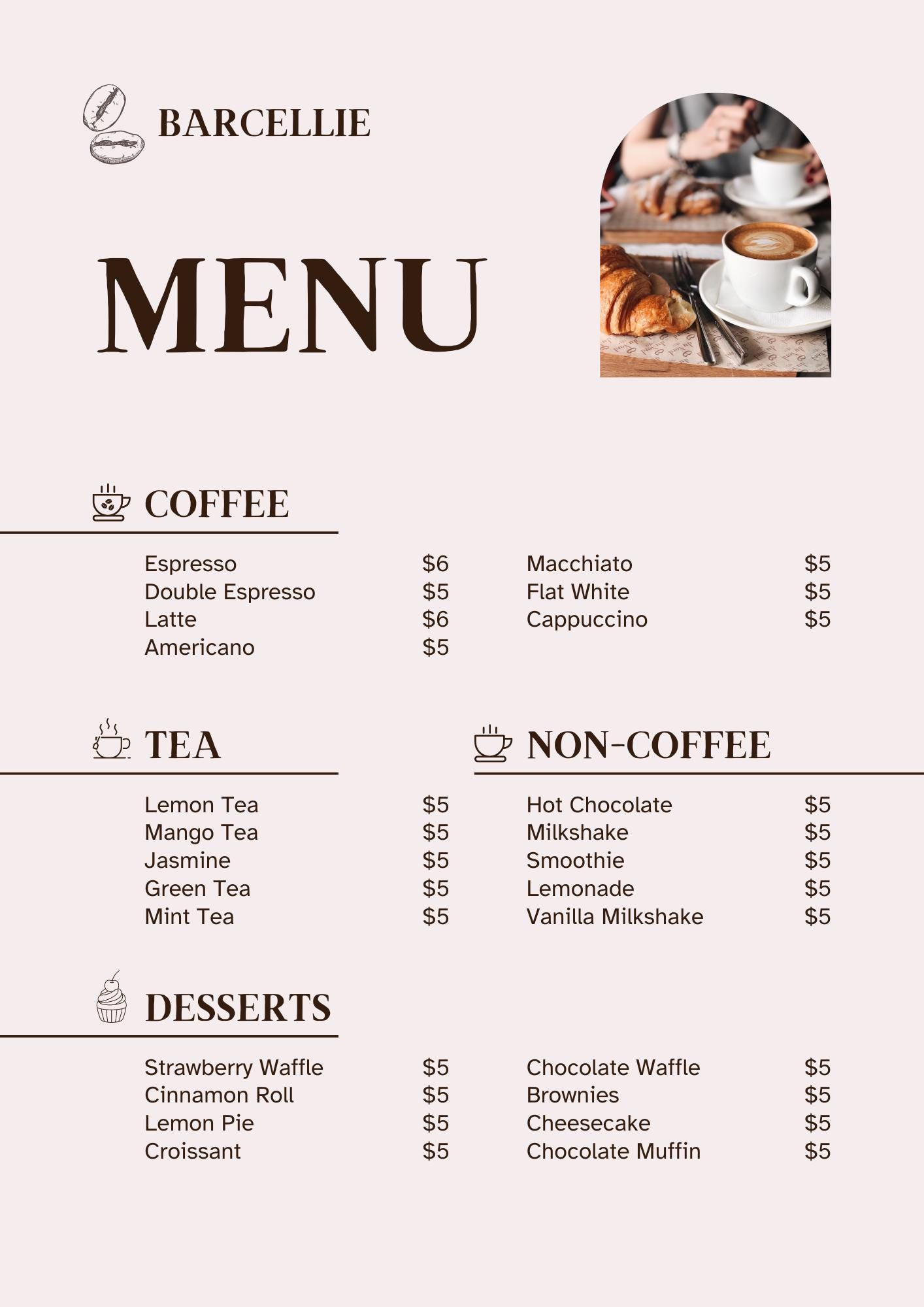 Coffee Shop Menu Template, Cafe Menu Design, Espresso Menu, Custom ...