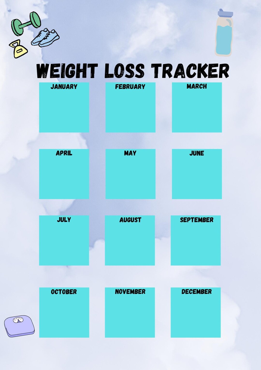 Monthly Weight Loss Tracker Multi Pack | Weight Loss Planner | Digital ...