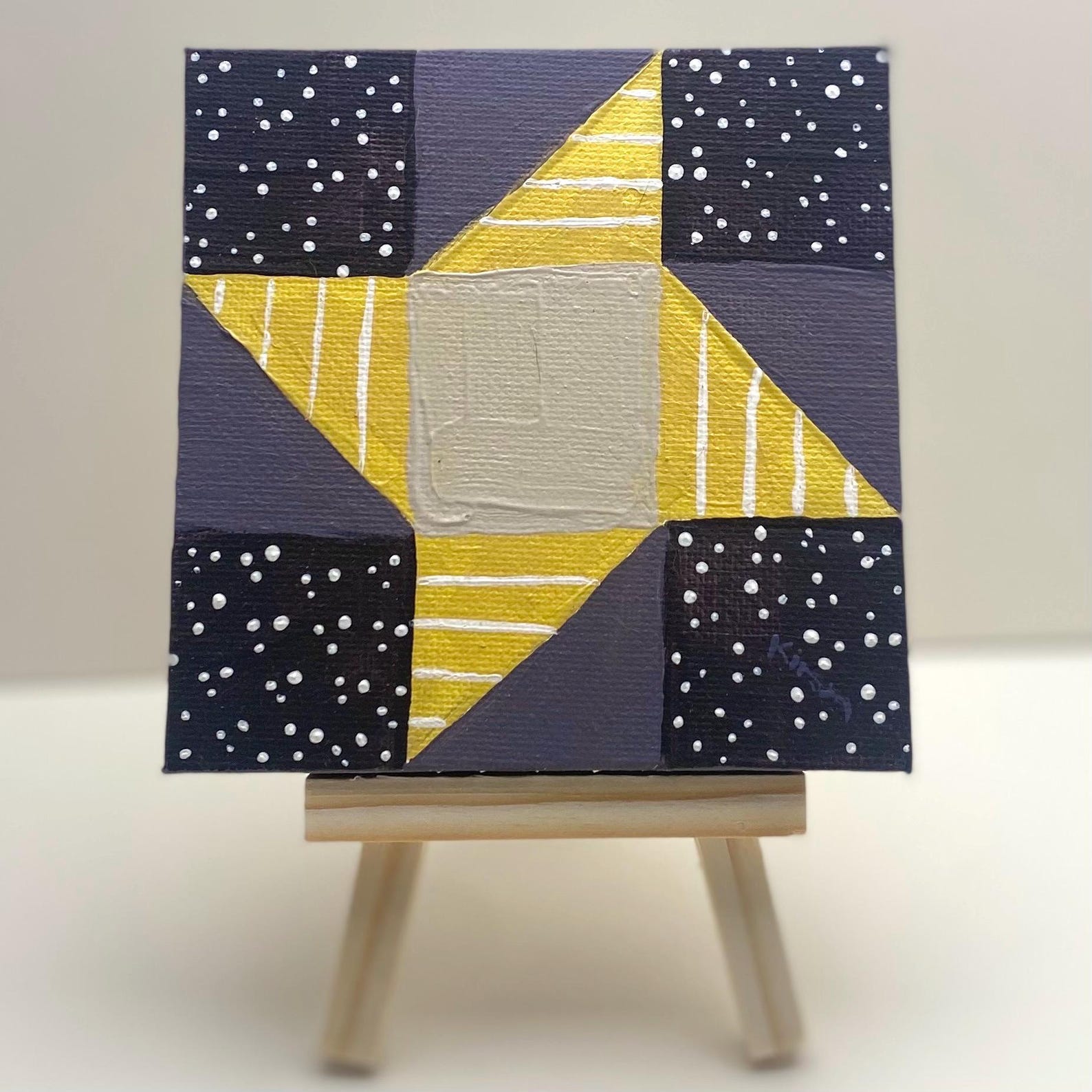 Original Acrylic Painting of Friendship Star Quilt Block on 4”x4 ...