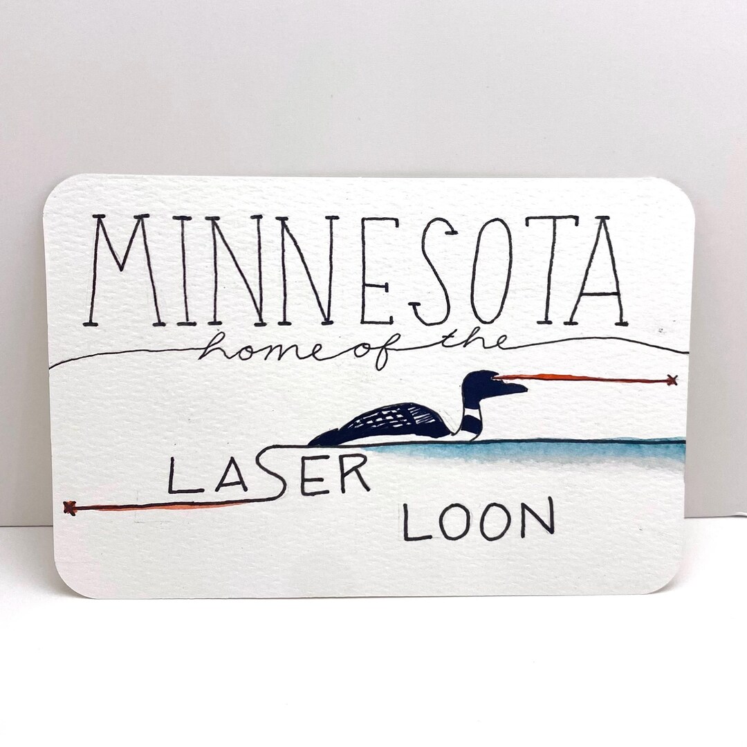 Hand Painted “home of the Laser Loon” Watercolor Postcard - Etsy