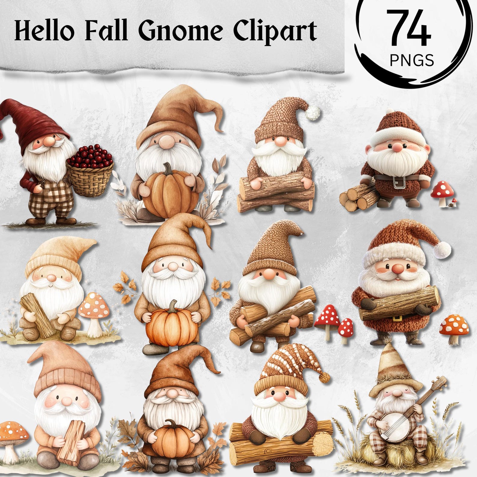 Fall Gnome Clipart, Magical Gnome Bundle, Cute Gnome Characters ...