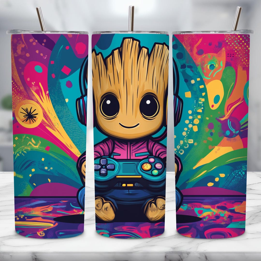 20oz Baby Groot Tumbler Wrap, Gamer Groot Wrap, Groot Tumbler, Groot ...