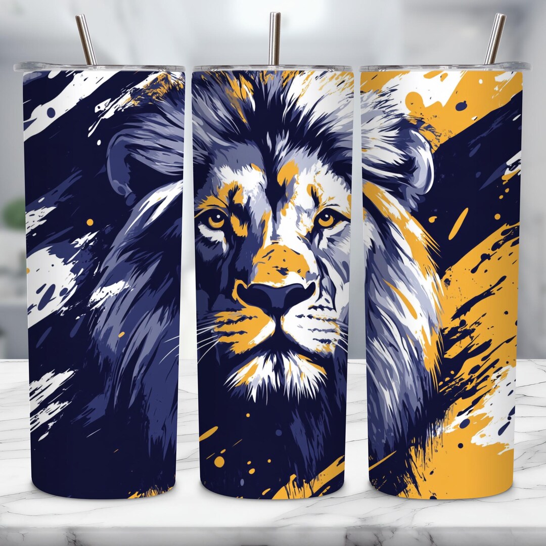 20oz Lion Tumbler, Animal Tumbler Wrap, Majestic Lion Wrap PNG, Wild ...