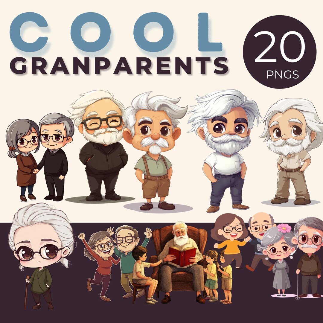 Cool Grandparents Clipart, Family Clipart Png, Grandparent PNG, Grandma ...