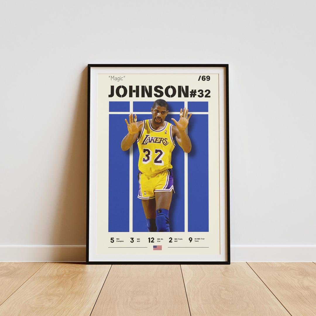 Magic Johnson Poster, Basketball Decor, Basketball Posters, Basketball ...