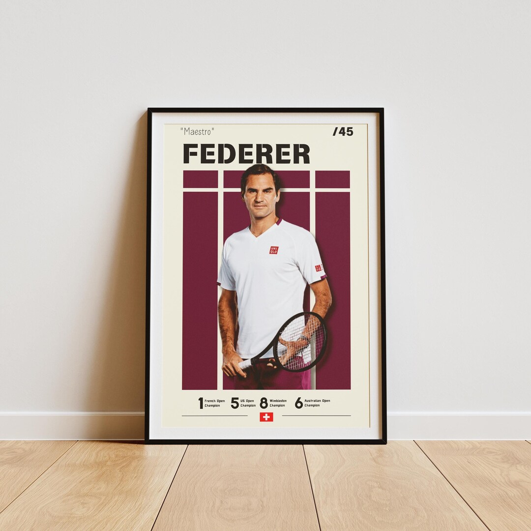 Roger Federer Poster, Tennis Posters, Tennis Coach Gift, Tennis Gift ...